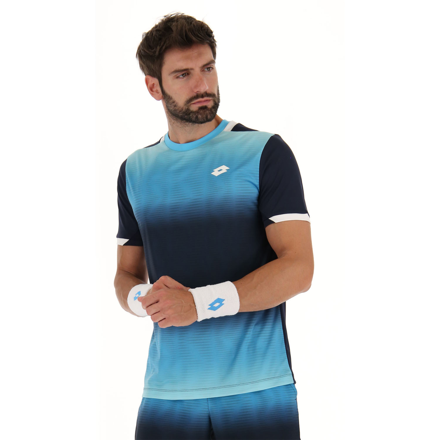 Lotto Top IV Logo Men s Tennis T Shirt Blue Atoll Navy Blue