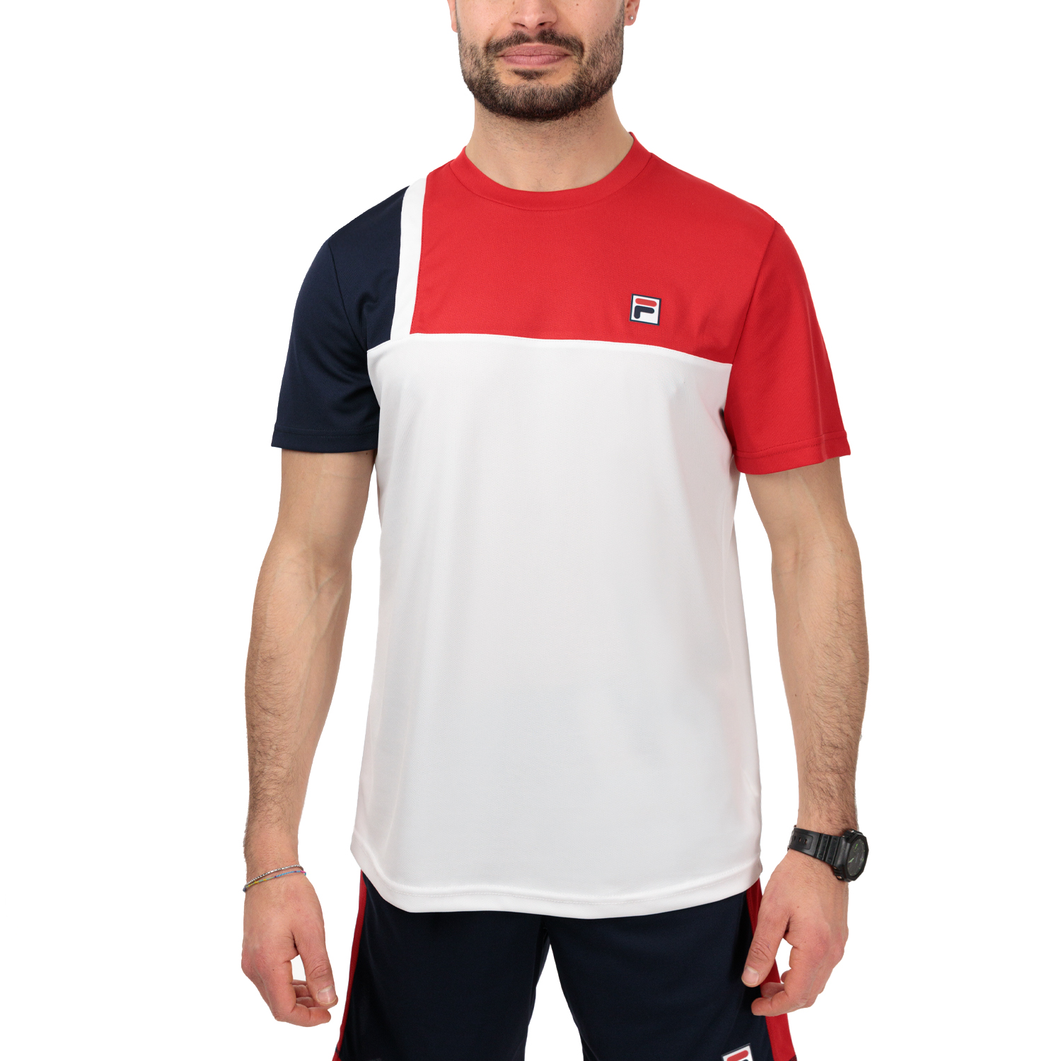 Fila Karl Maglietta da Tennis Uomo - White/Red