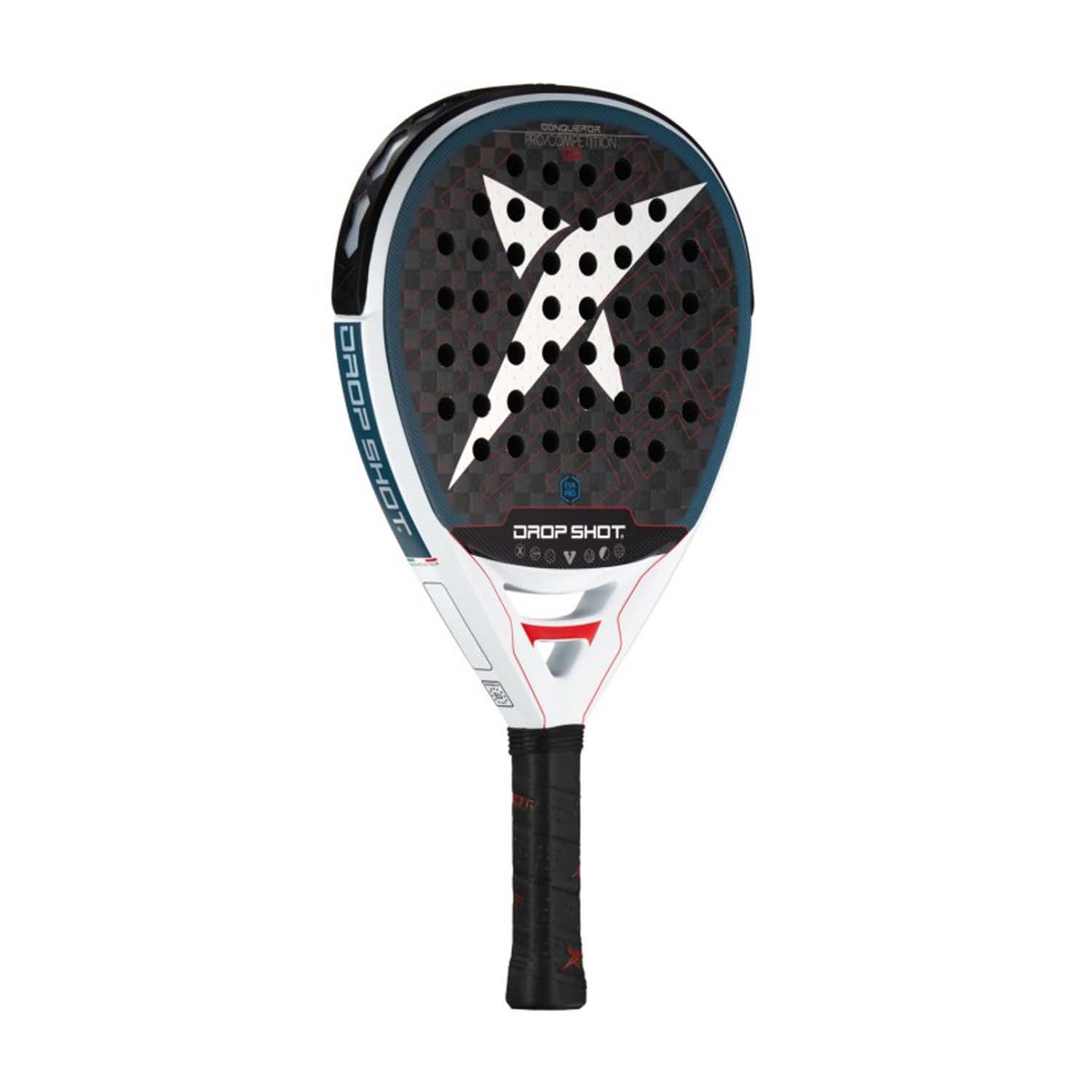 Drop Shot Conqueror 12 Padel Racket - Black/White/Red